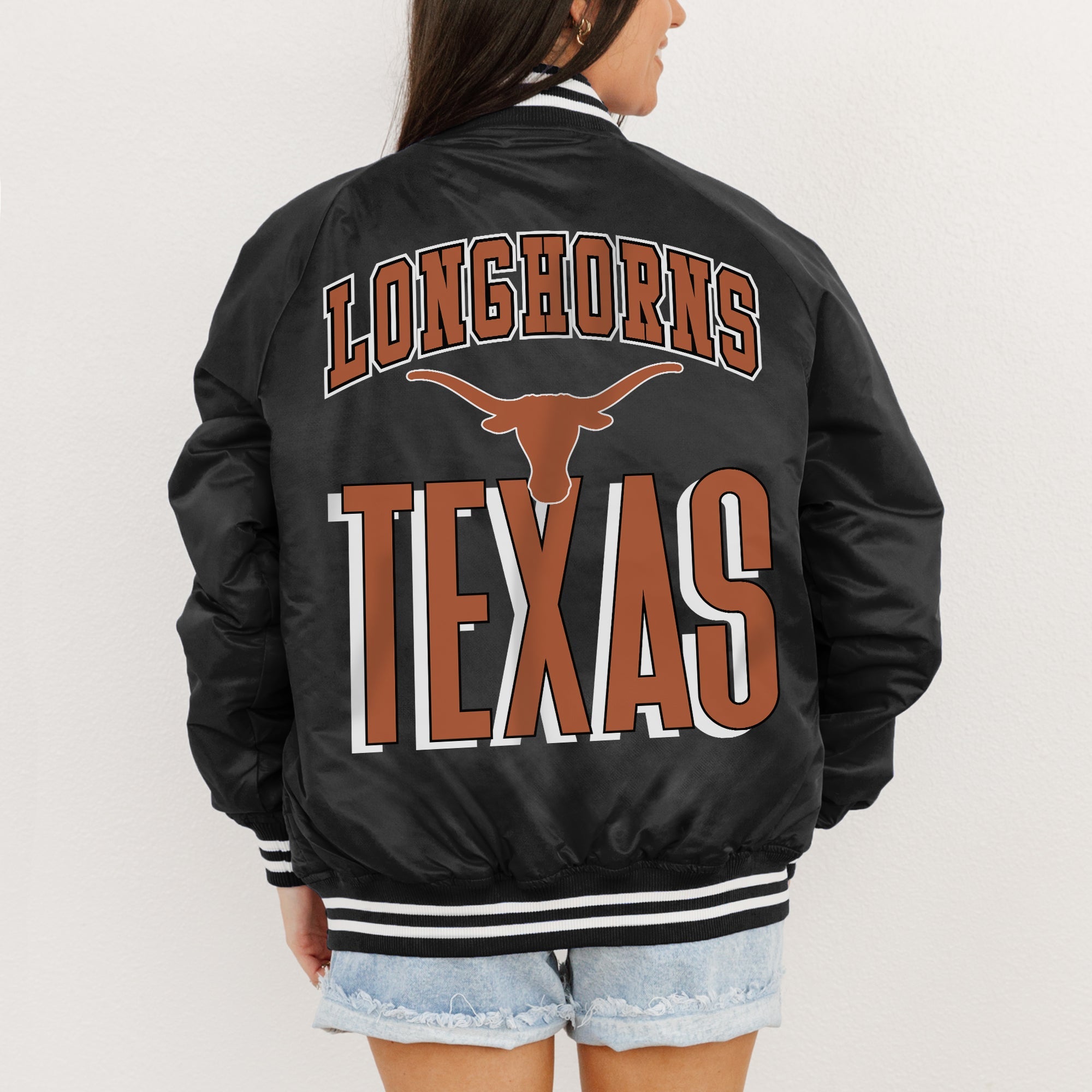 TEXAS LONGHORNS FIERCE FOCUS SPORT STRIPE VARSITY JACKET – Gameday ...