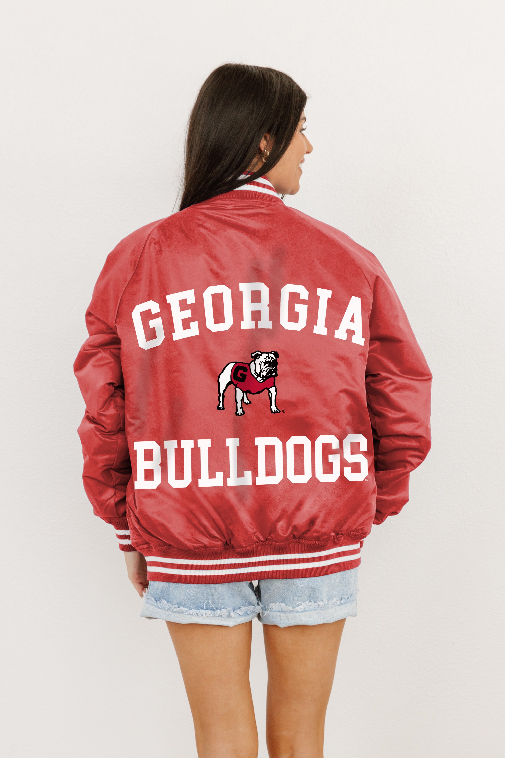 GEORGIA BULLDOGS Champion's Club Striped Varsity Jacket By Madi Prewet ...