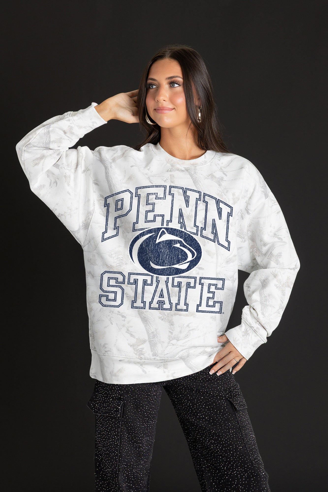 PENN STATE NITTANY LIONS WHITEOUT PREMIUM DROP SHOULDER CAMO PULLOVER ...