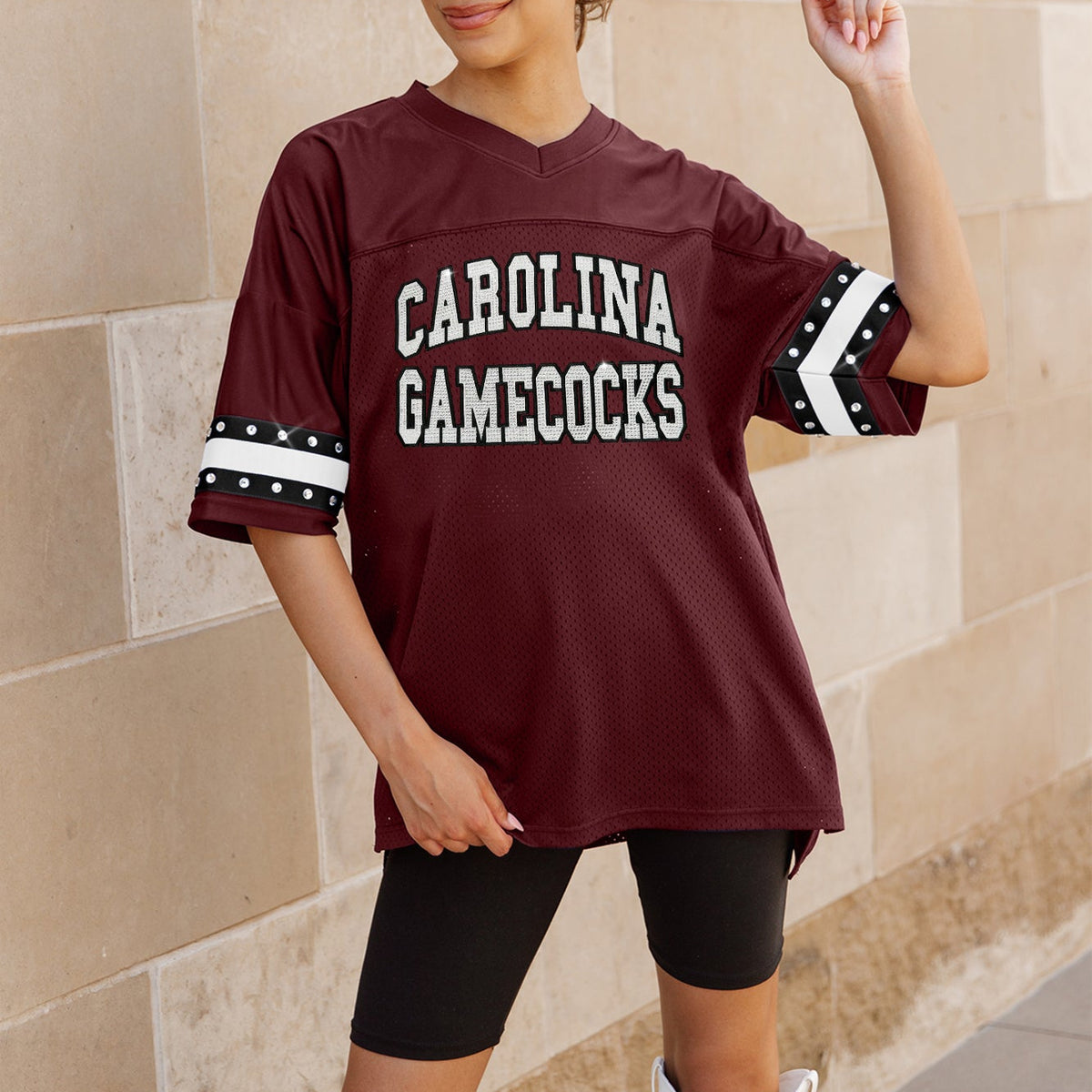 SOUTH CAROLINA GAMECOCKS UNTIL KICKOFF OVERSIZED V-NECK RHINESTONE-STR ...