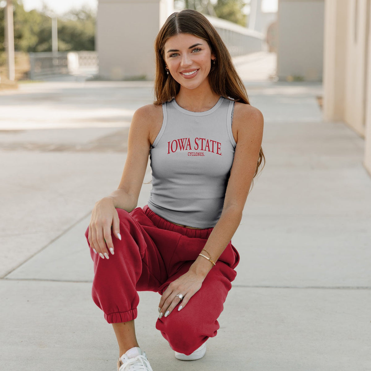 IOWA STATE CYCLONES PLAY THE FIELD ESSENTIAL RIBBED CROP TANK BY MADI ...